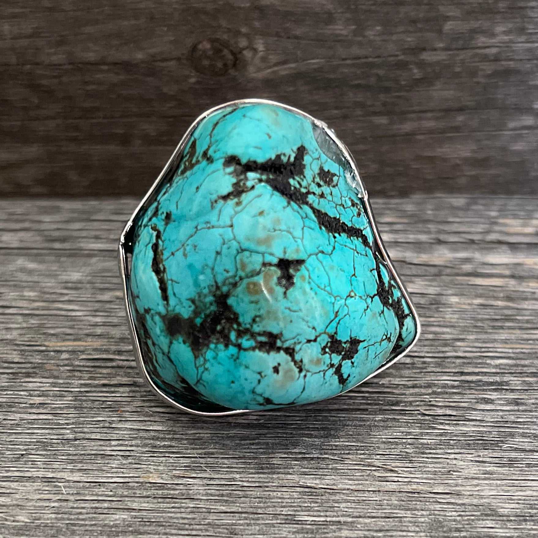 Chunky Turquoise Nugget Statement Ring | Boho Turquoise Ring